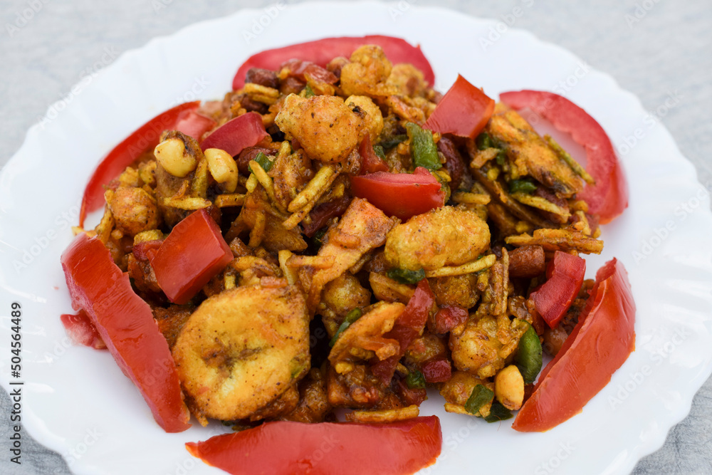 Farali bhelpuri made with faradi ingredients like banana chips, sago ...