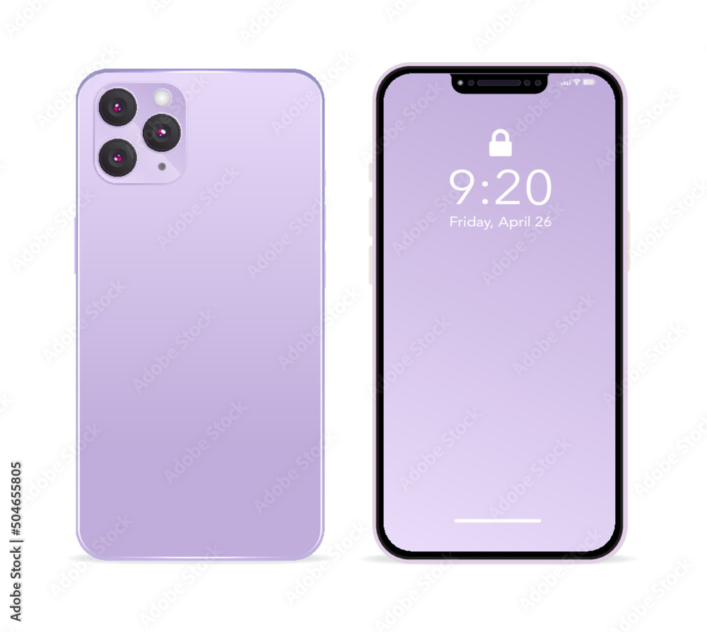 iphone 12. Mobile phone front and back. Screen mockup template vector ...