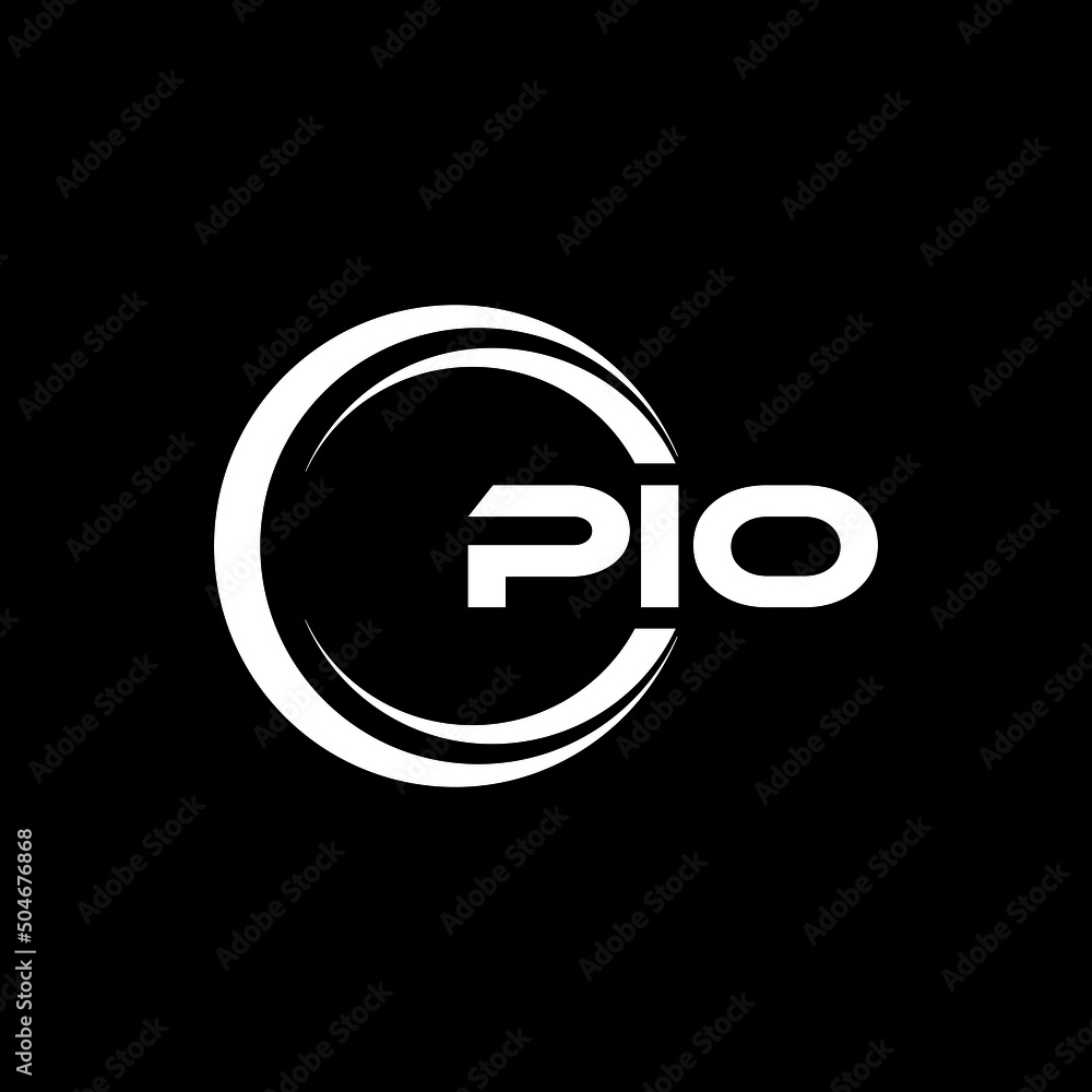 Stock-Vektorgrafik „PIO letter logo design with black background in ...