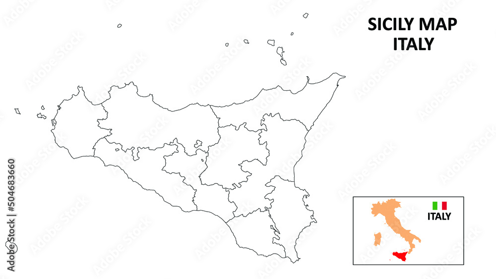 Sicily Map. State and district map of Sicily. Political map of Sicily ...