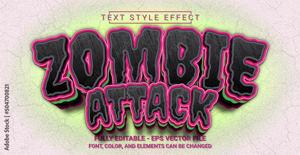 Zombie Attack Text Style Effect. Editable Graphic Text Template. Stock ...