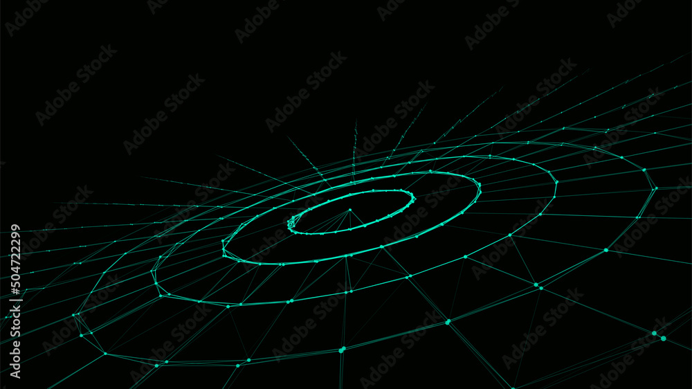 Futuristic circular flow of particles. Digital cyberspace. Network ...