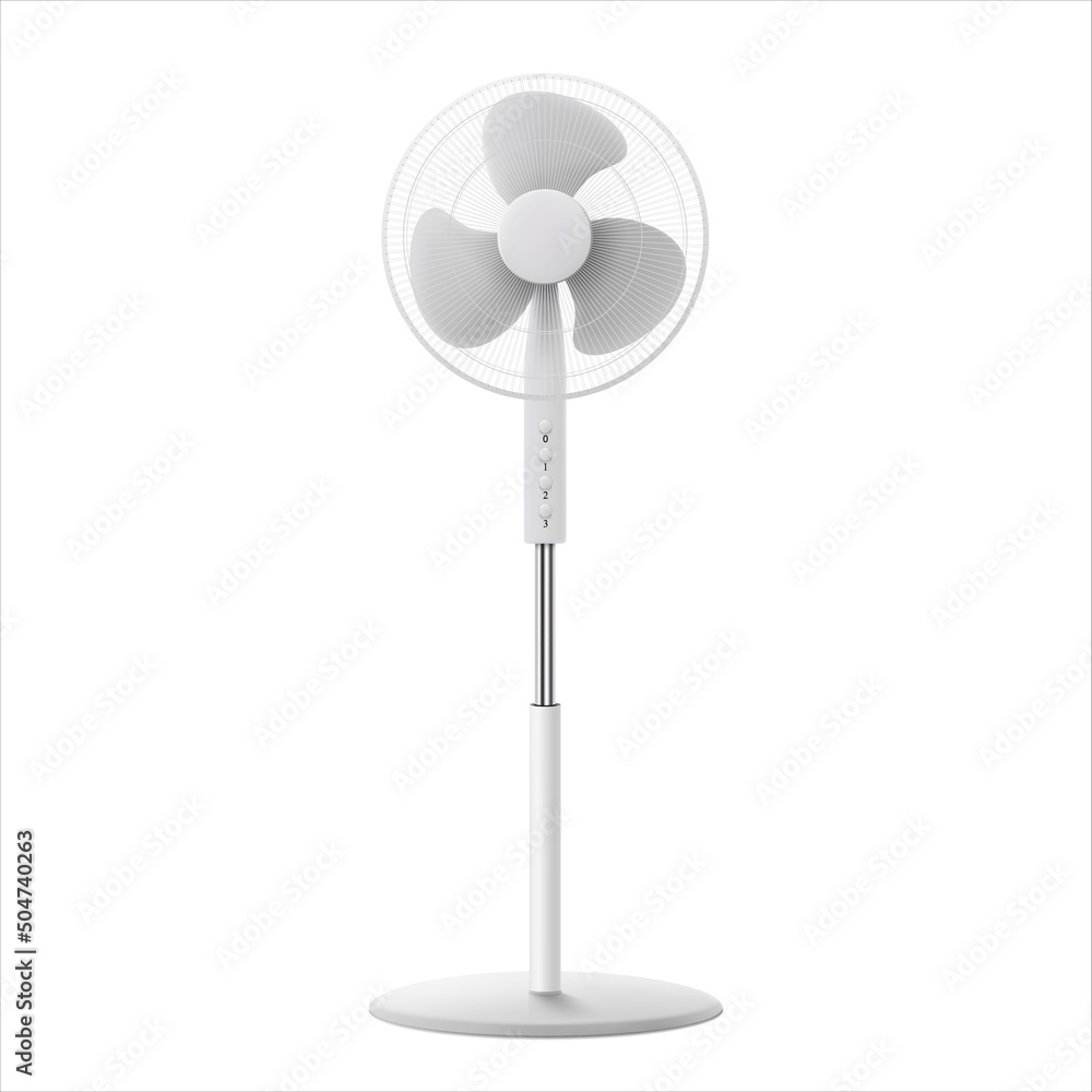 Stand fan mockup realistic 3d vector illustration isolated on white ...
