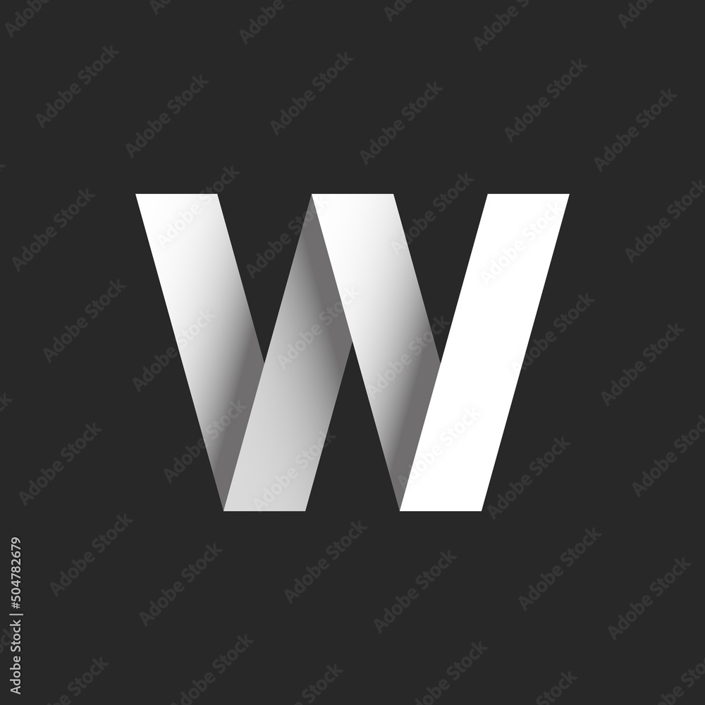 Monogram bold letter W 3d logo, broken line symbol design idea, paper ...