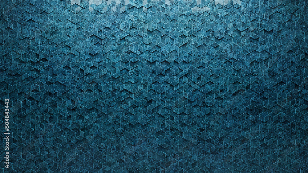 Blue Patina, Textured Wall background with tiles. Diamond Shaped, tile ...