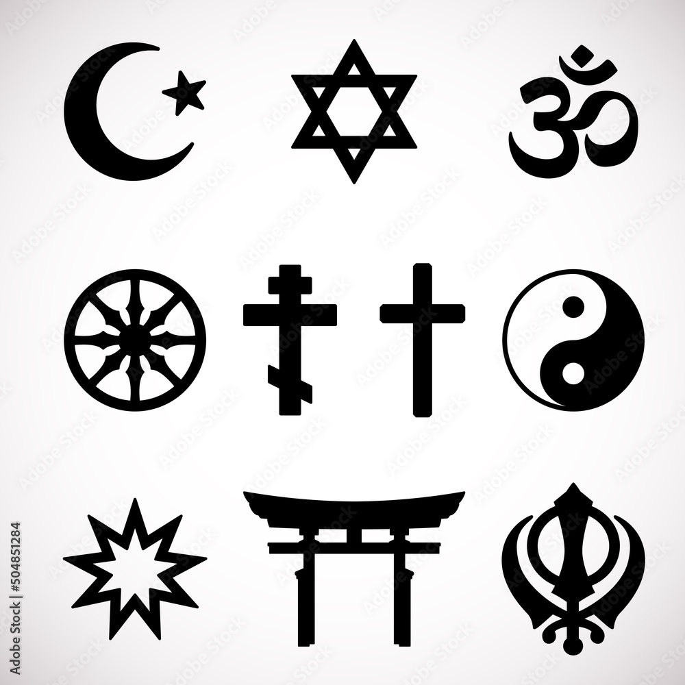Vetor World religion symbols. Signs of major religious groups and ...