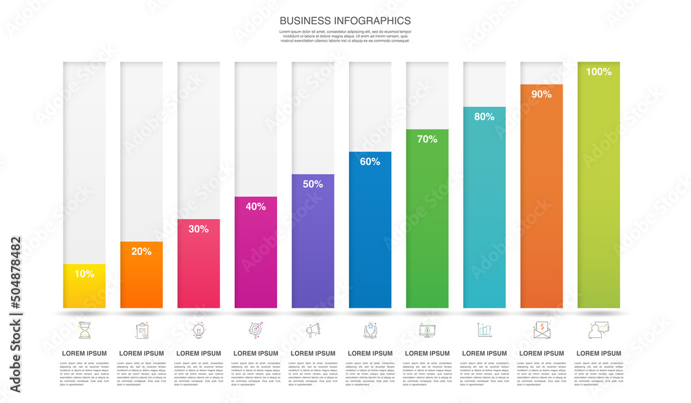 Vector infographic with ten columns. Modern business concept graphic ...