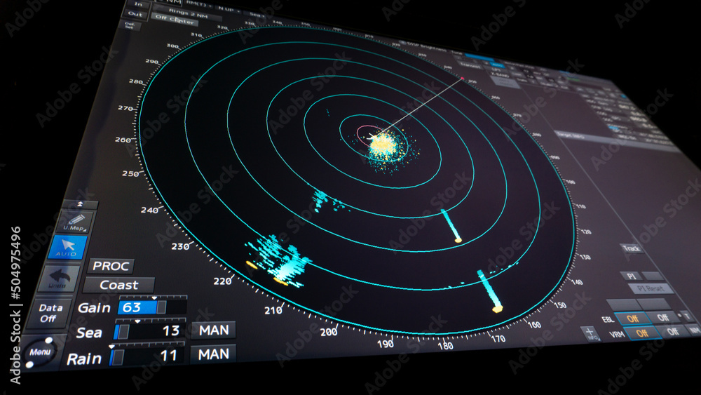 Ship navigation equipment radar in night Stock Photo | Adobe Stock