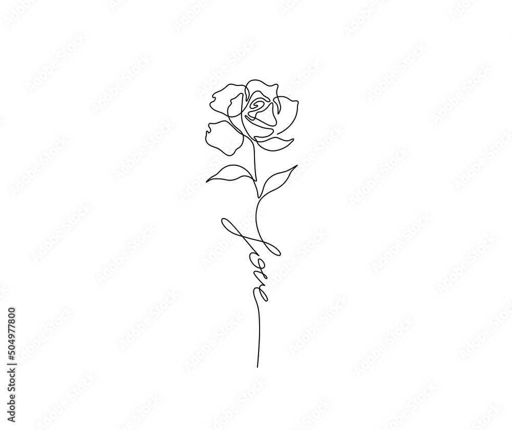 Single Rose Tattoo Design