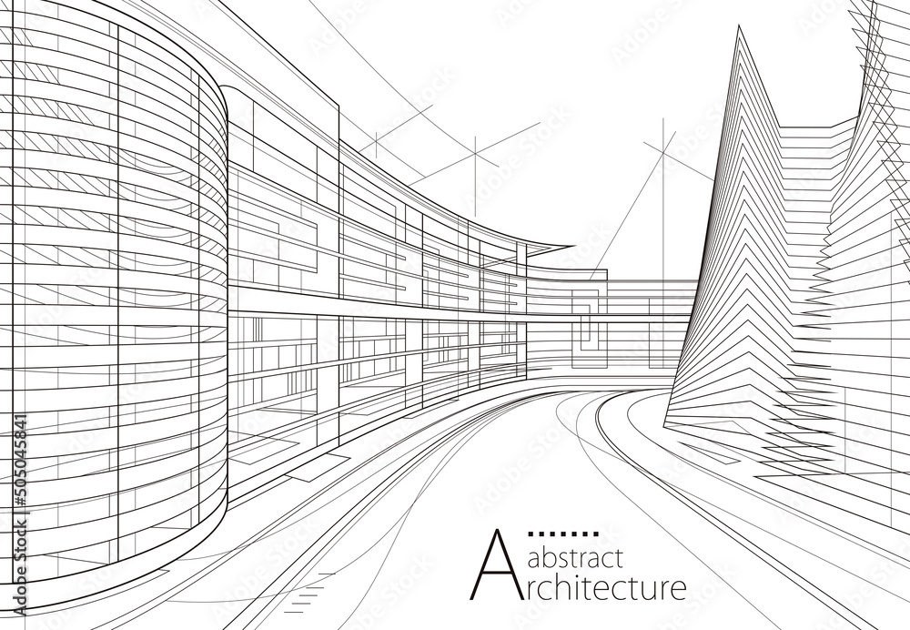 3D illustration Imagination architecture building construction ...