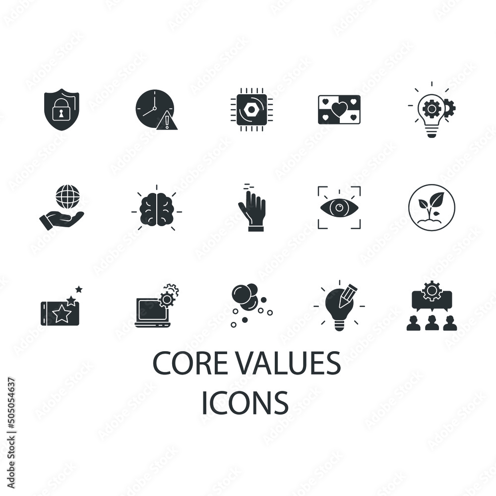 core values icons set . core values pack symbol vector elements for ...