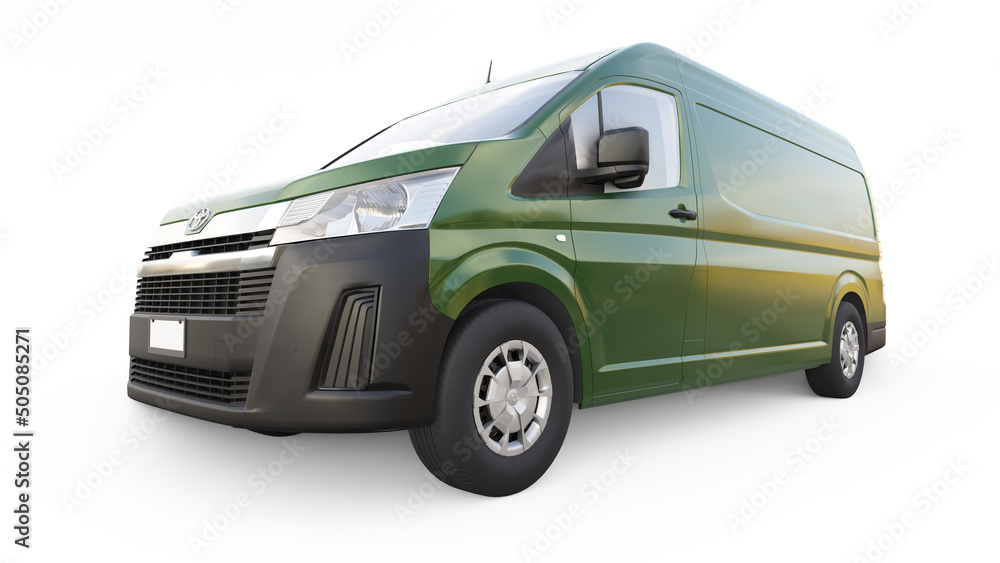 Tokyo, Japan. April 12, 2022: Toyota Hiace. Green commercial van for ...