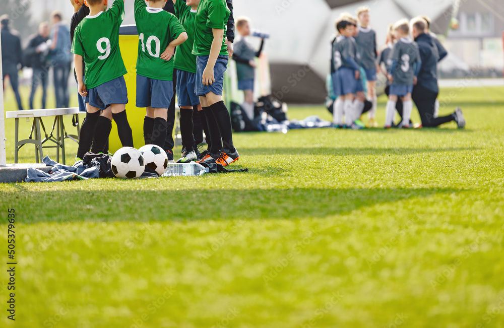 Youth soccer football team. Group photo. Soccer players standing ...