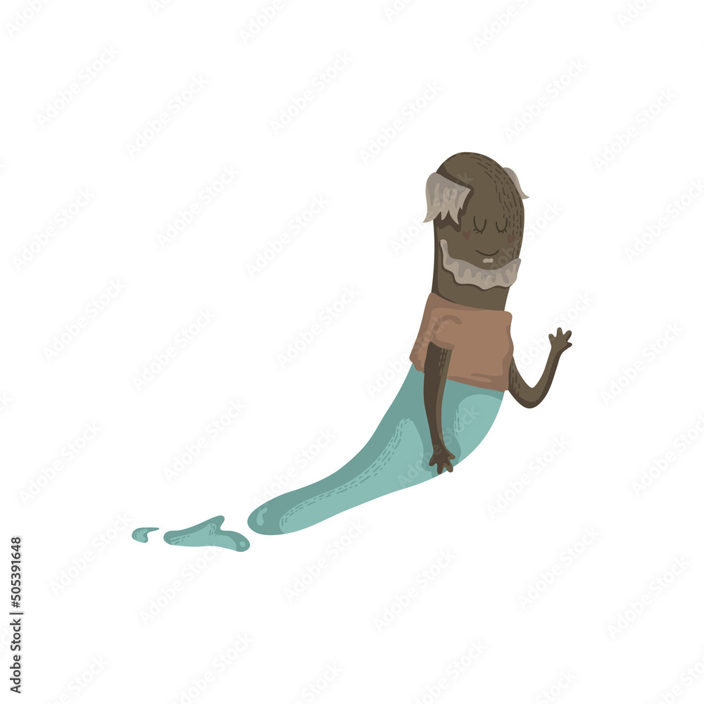 Cute ghost character. Or a worm. Unique hairstyle and cute colors. In ...