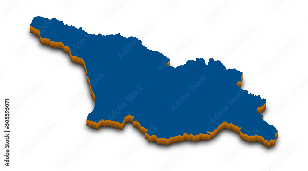 Georgia 3D map. Detailed 3d map with dropped shadow. Blue isometric ...