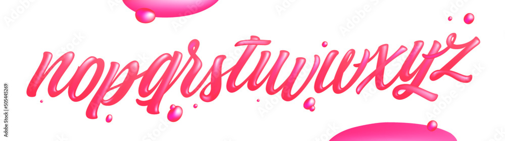 Bubble Gum Alphabet Set. Pink Font Isolated on White Background. Hand ...