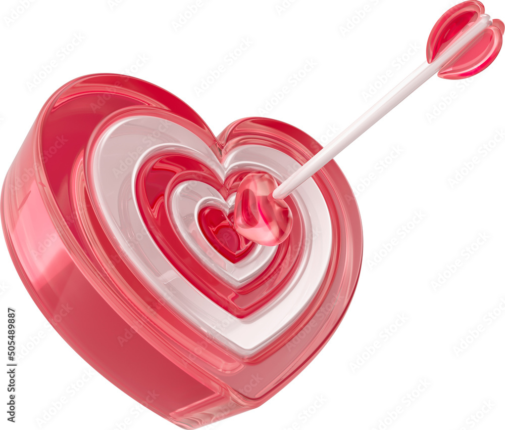 Cartoon red target heart 3d render Stock Illustration | Adobe Stock