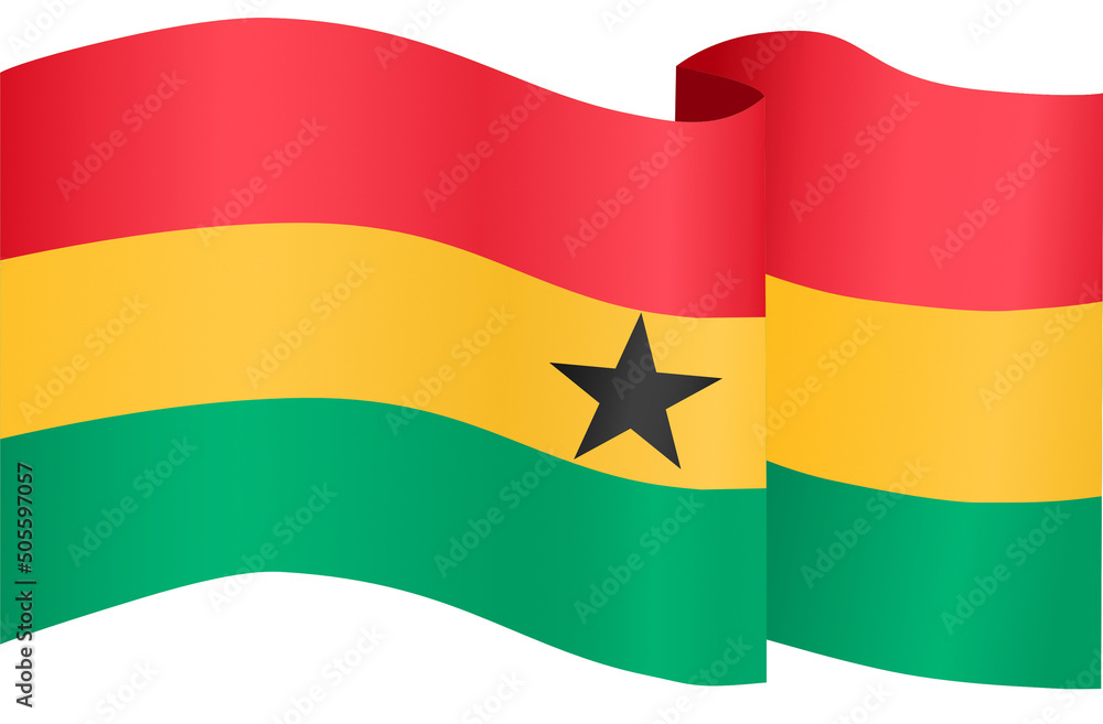 Ghana flag wave isolated on png or transparent background,Symbol Ghana ...