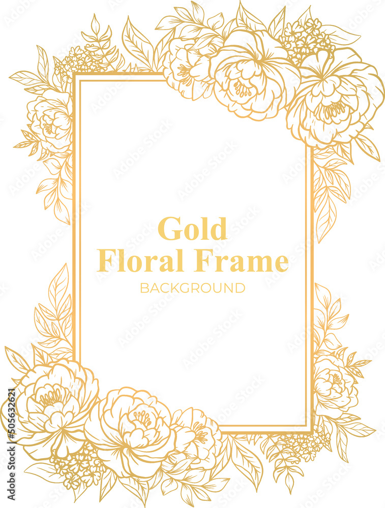 Gold rose flower frame outline decoration Stock Vector | Adobe Stock