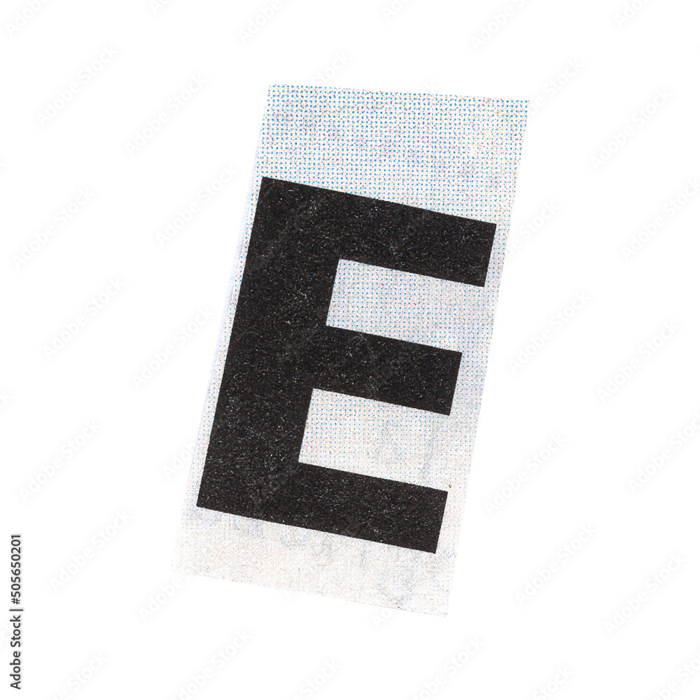 letter e magazine cut out font, ransom letter, isolated collage ...
