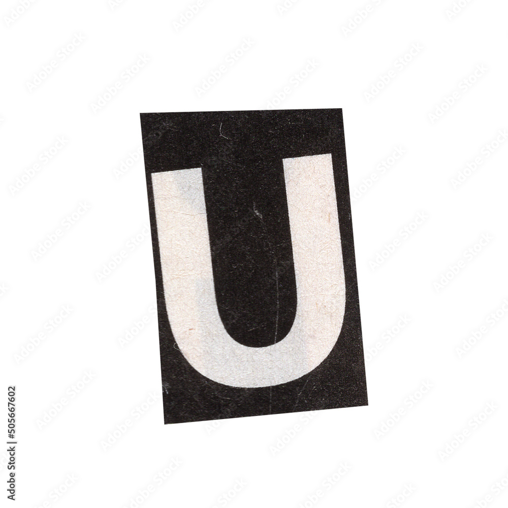 Foto de Stock letter u magazine cut out font, ransom letter, isolated ...
