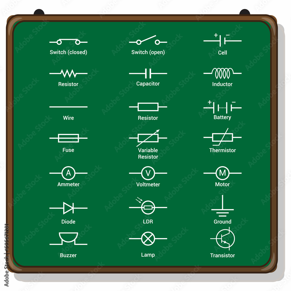 Set of electronic circuit symbols. Schematic circuit diagrams Stock ... Set of electronic circuit symbols. Schematic circuit diagrams Stock ...