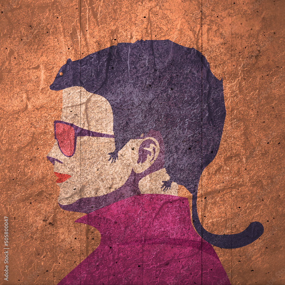 An animal or face profile view. Optical illusion. Human head with ...