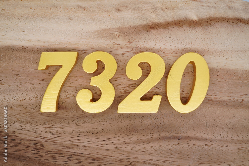 Number 7320 is made of 1 cm thick teak, painted gold on top of real ...