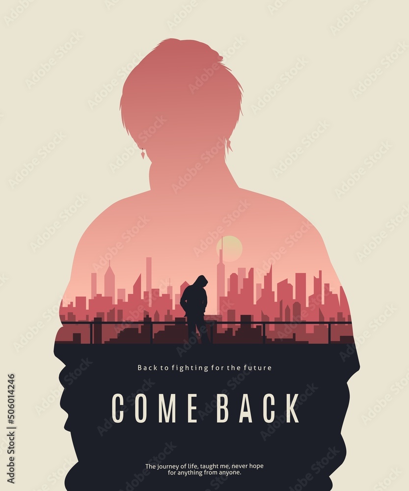 Cool movie poster with double exposure effect Stock Vector | Adobe Stock