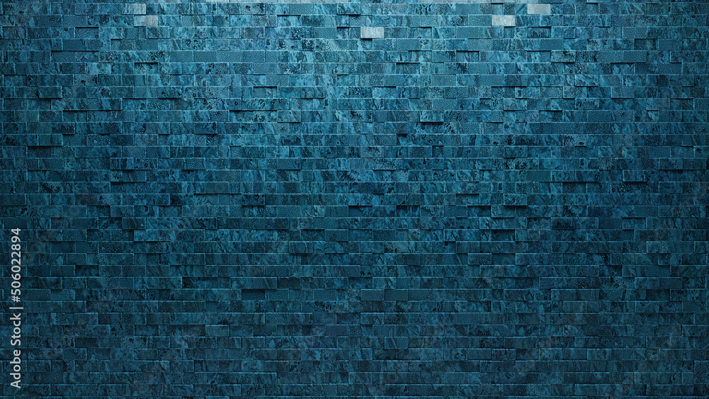 3D, Rectangular Wall background with tiles. Blue Patina, tile Wallpaper ...