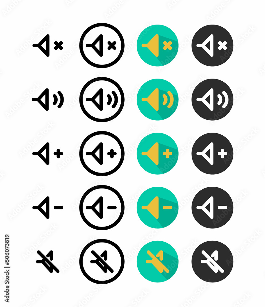 Speaker icon set. volume icon. loudspeaker icon. Volume Up and down ...