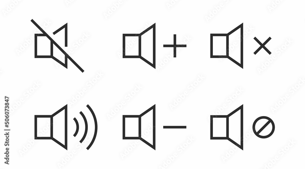 Speaker icon set. volume icon. loudspeaker icon. Volume Up and down ...