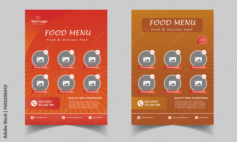 professional food menu flyer template, in A4 size. flyer, banner, and ...