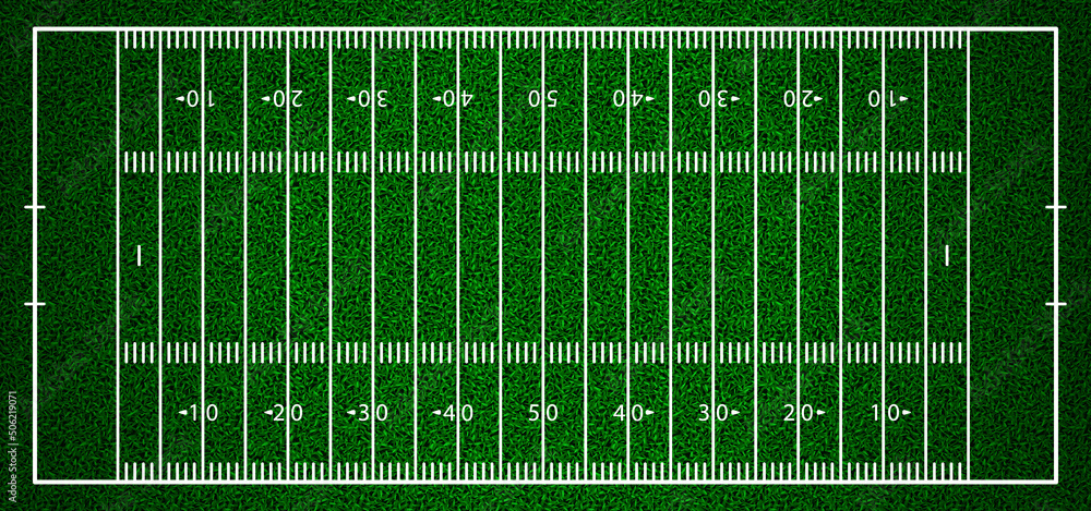 Realistic American football field background top view with grass ...