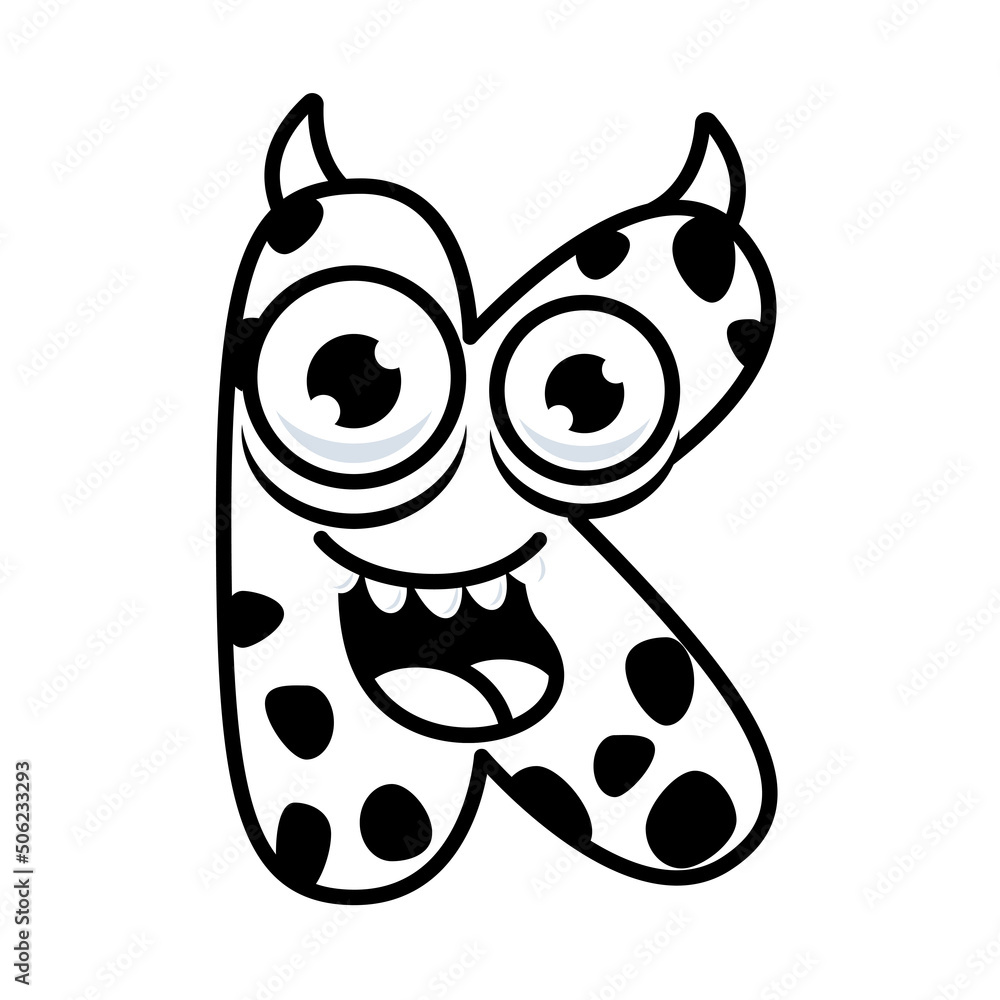 Monster Alphabet Coloring Book. Latin letters with faces. English ...