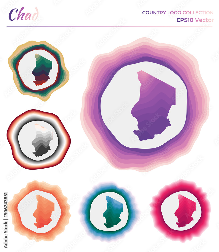Chad logo collection. Colorful badge of the country. Layers around Chad ...