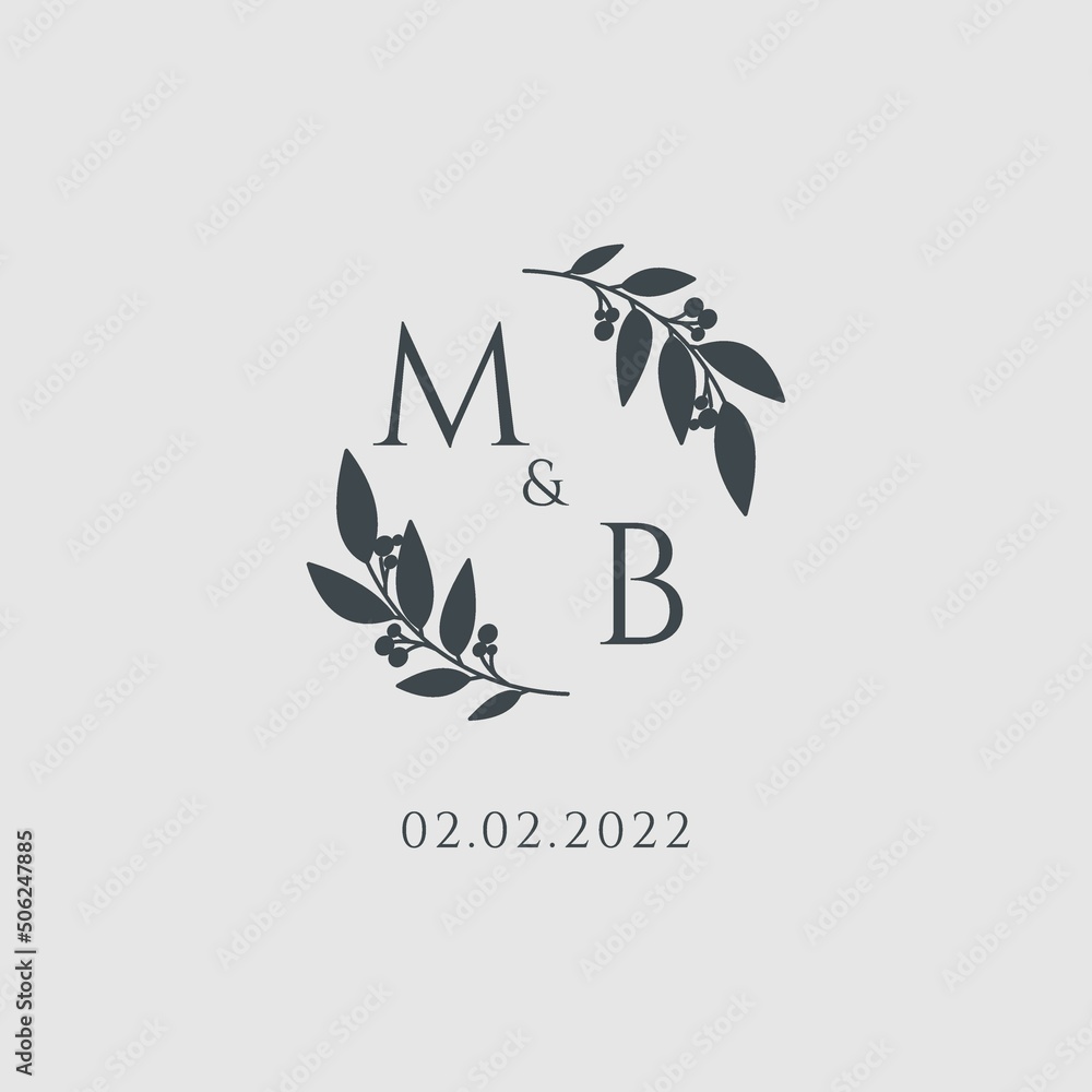Letter MB elegant wedding monogram logo design Stock Vector | Adobe Stock
