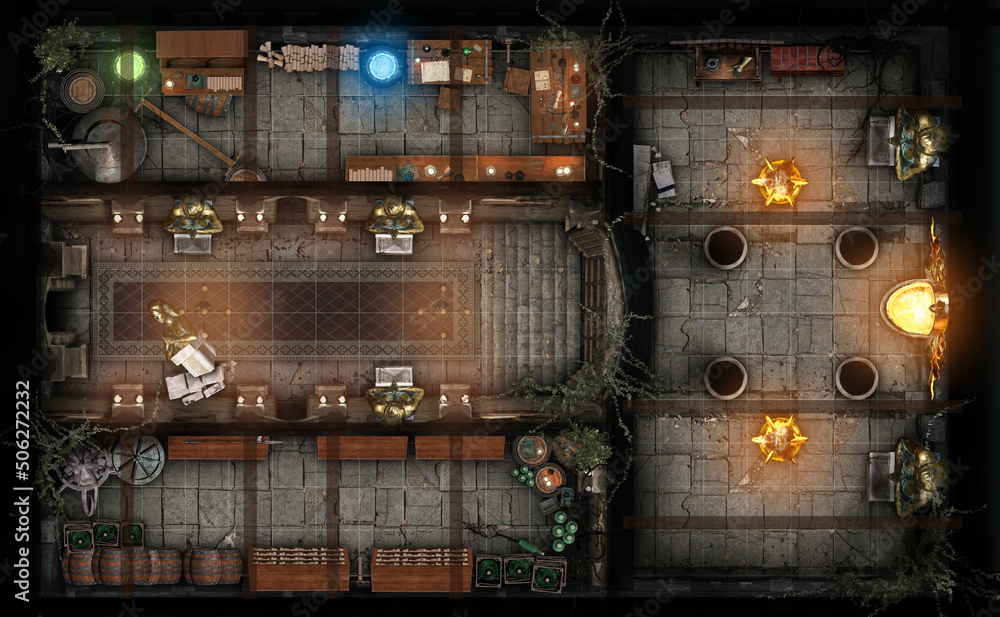 Ilustración de Stock A combat adventure map for the board game dungeons ...