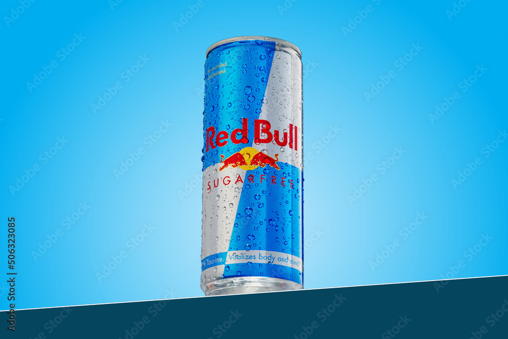 Tallinn, Estonia May, 2022: Aluminium can of sugar free Red Bull Energy ...
