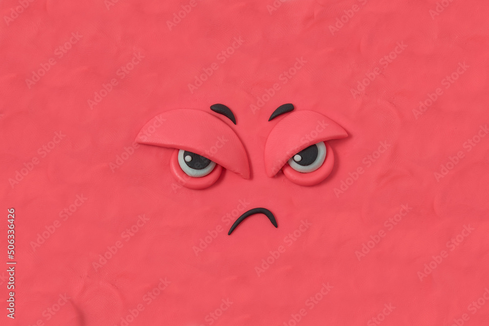 Ugly monster with angry expression, fabulous creature made by hand from ...