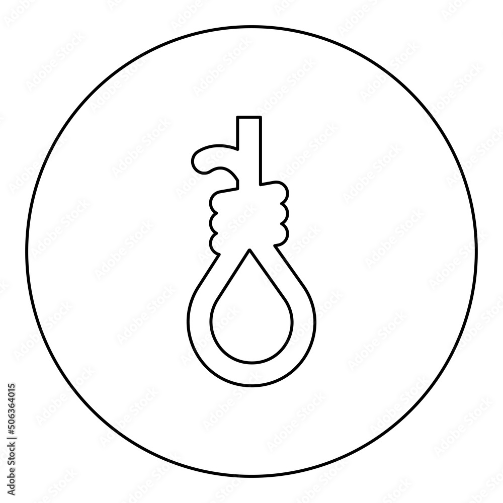 Loop for gallows hangman's noose Rope suicide lynching icon in circle ...