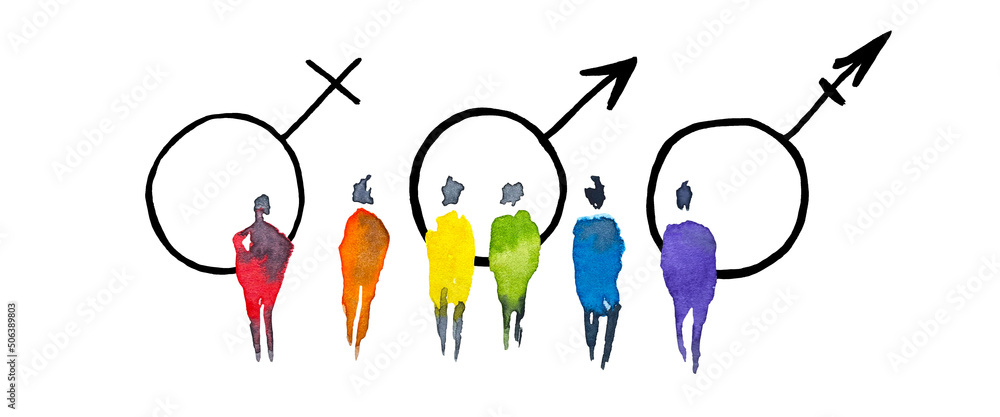 Lgbtq elements watercolor illustration set. Cute pride symbols. Hand ...