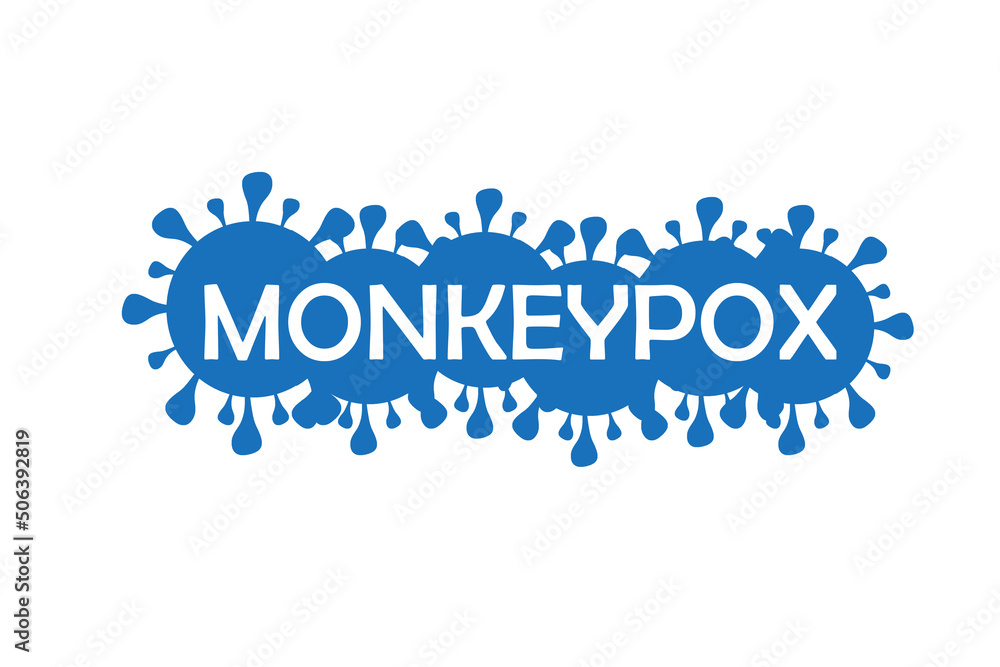 MONKEYPOX VIRUS. Virus design with text. Viruela del monos. Stock ...