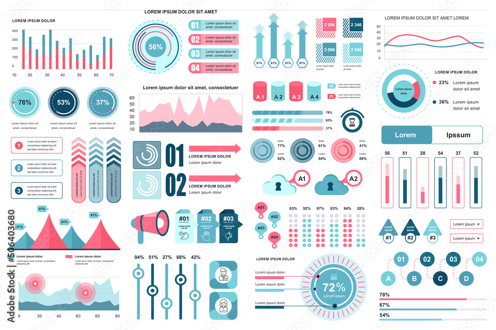 Bundle infographic elements data visualization vector design template ...