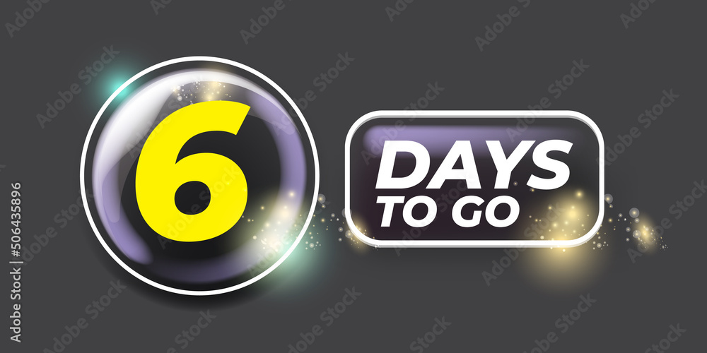 Vector de Stock Six days to go countdown horizontal grey banner design ...