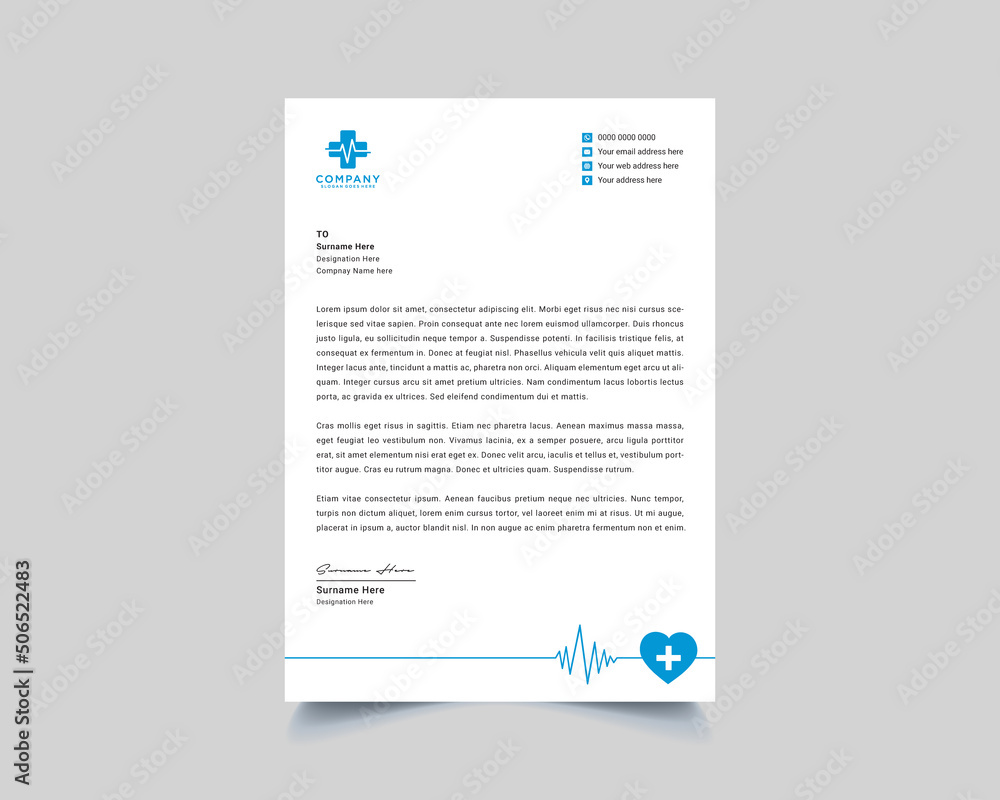 Multipurpose Medicine Letterhead Design Template. Doctor, Hospital ...