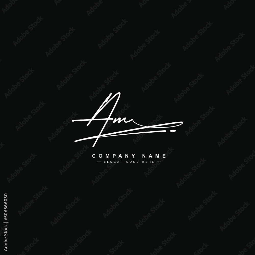 Initial Letter AM Logo - Handwritten Signature Logo Stock Vector ...