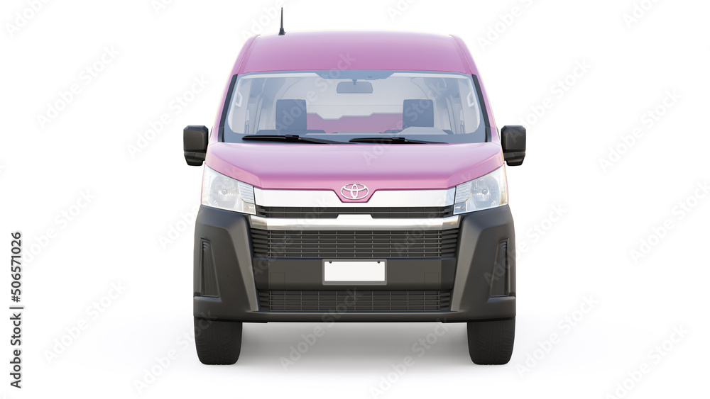 Tokyo, Japan. April 12, 2022: Toyota Hiace. Pink commercial van for ...