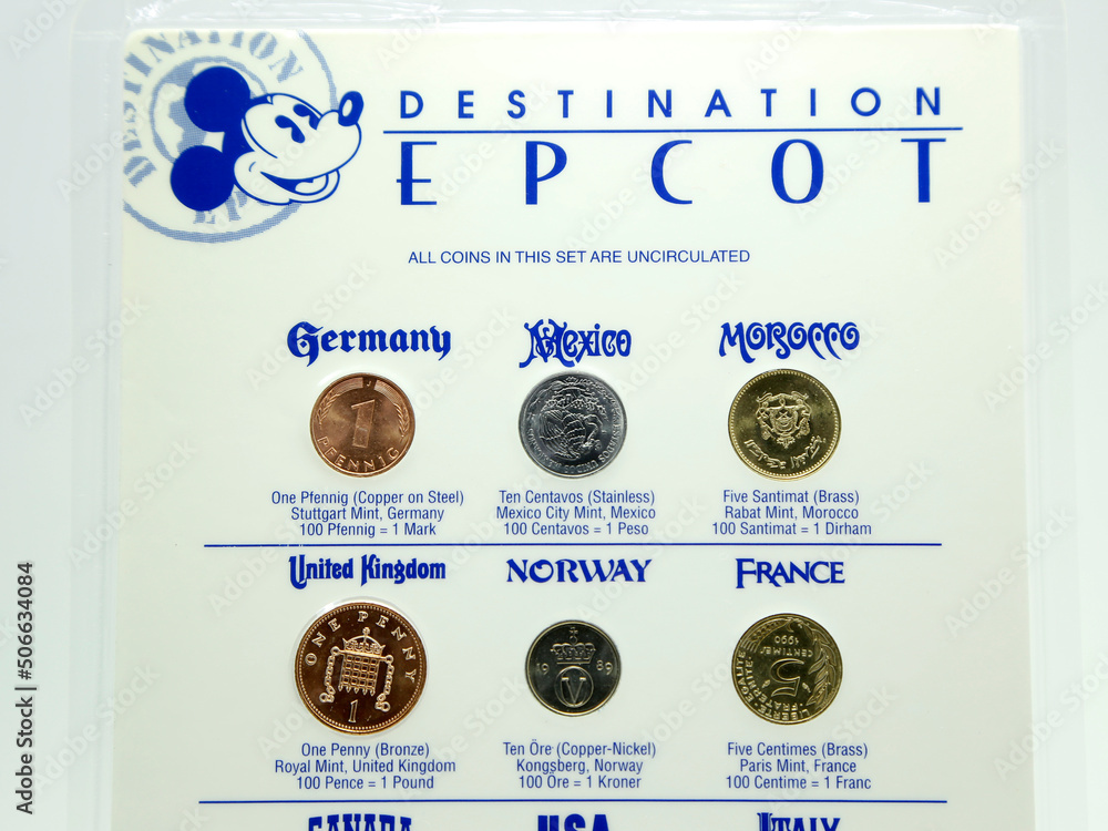 Fotografie Destination Epcot International Coins. Disney World. Epcot ...