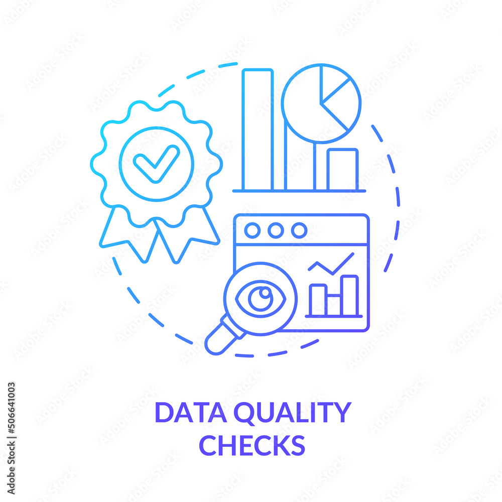 Vector de Stock Data quality checks blue gradient concept icon. Data ...